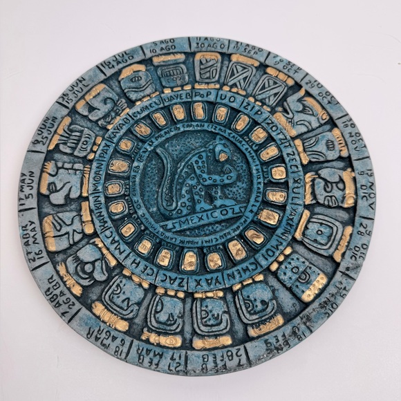 Accents | Aztec Calendar Wall Art In Blue And Gold | Poshmark